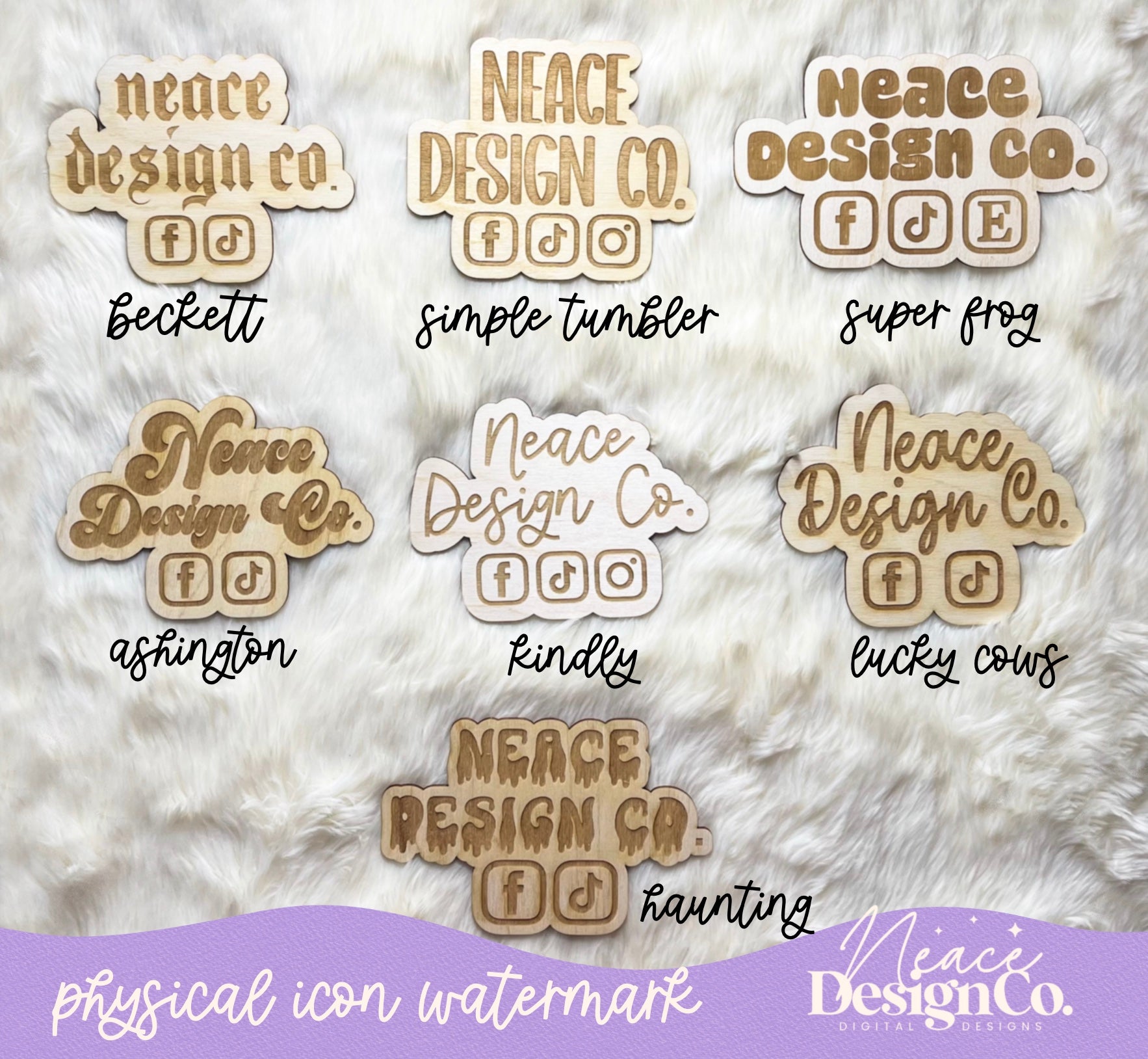 Physical Laser Cut Wood Watermark with Icons – Neace Design Co. Digital ...