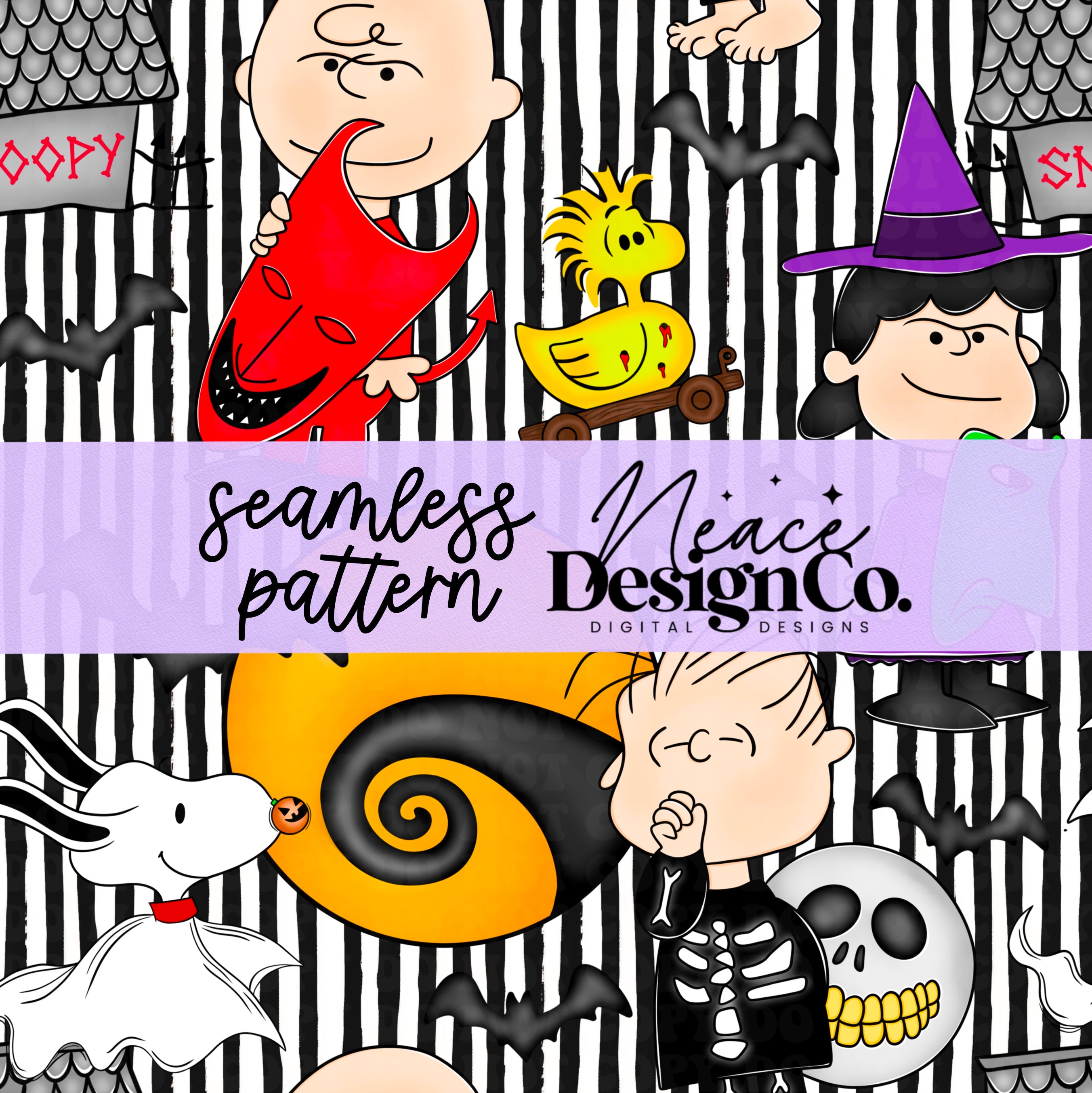 Peanuts Gang NBC Seamless Digital PNG – Neace Design Co. Digital Designs