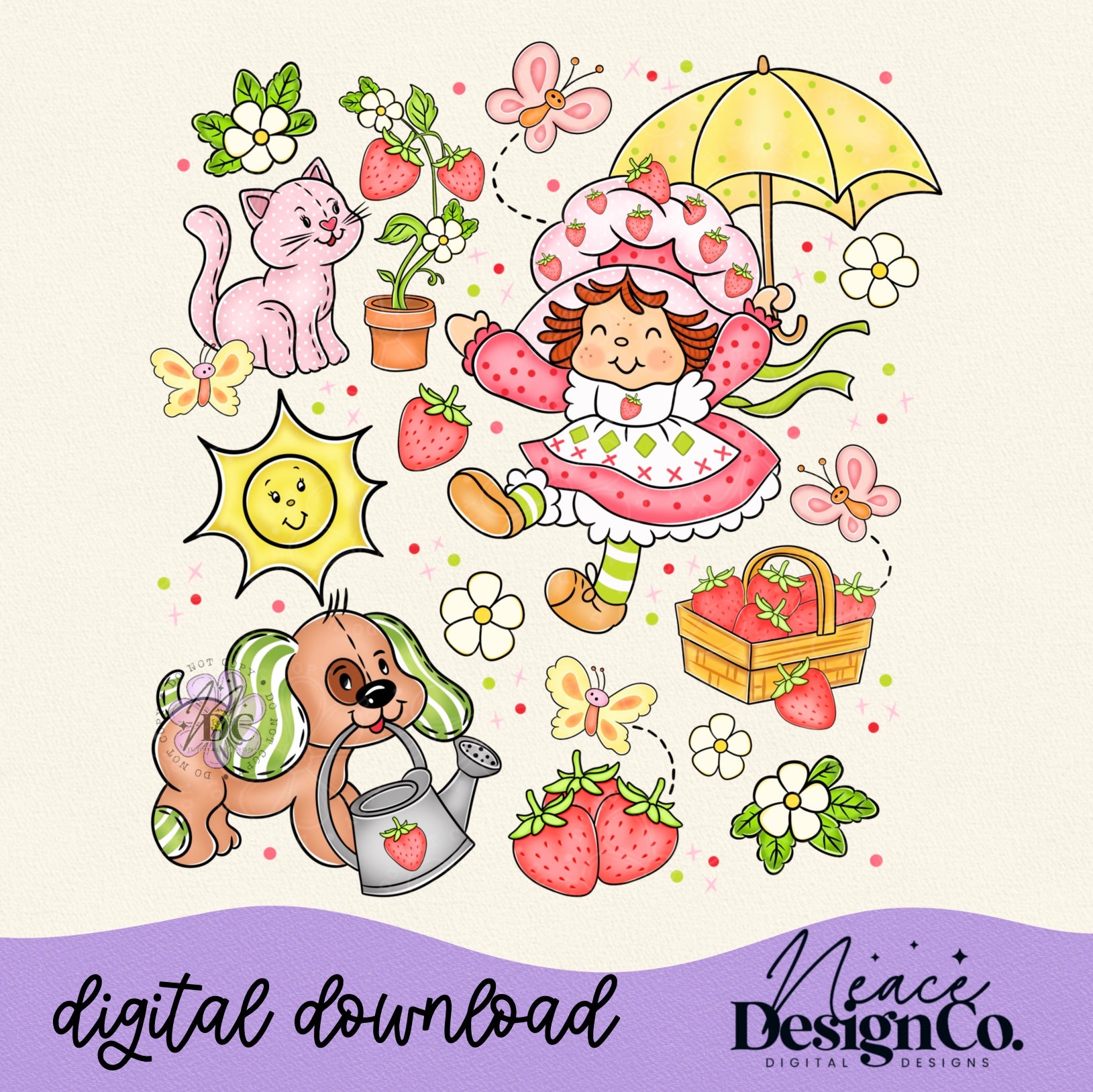 Springtime Strawberry Digital PNG – Neace Design Co. Digital Designs