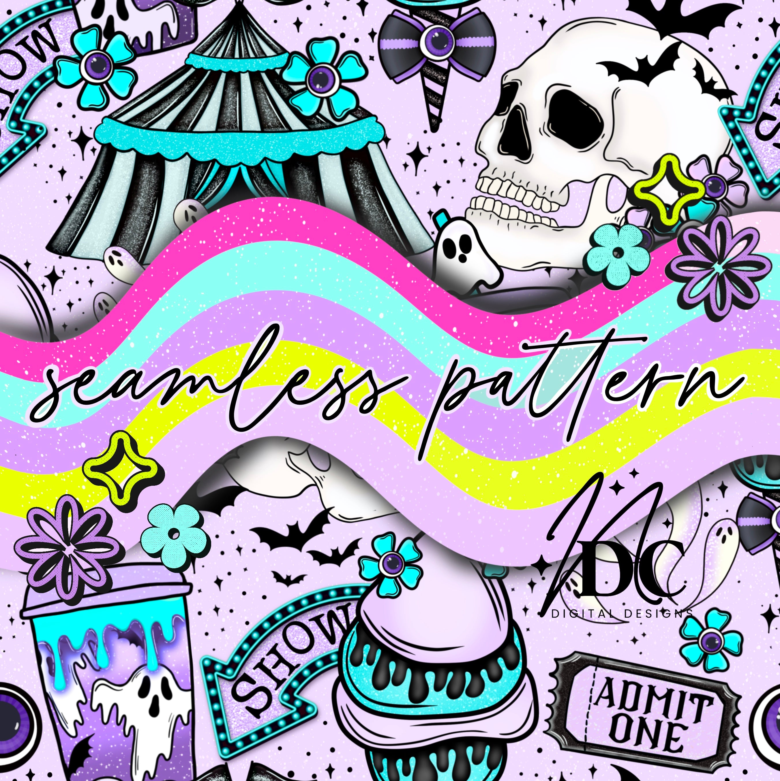 Spooky Carnival Purple Seamless 2 Scales Digital PNG – Neace Design Co ...