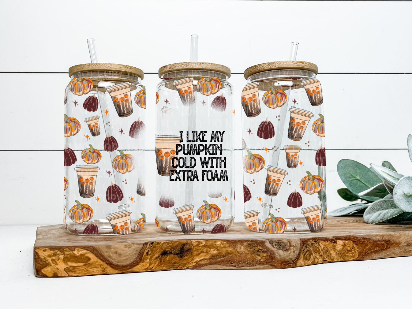 Pumpkin Cold Brew 16oz Glass Can Digital PNG – Neace Design Co. Digital ...